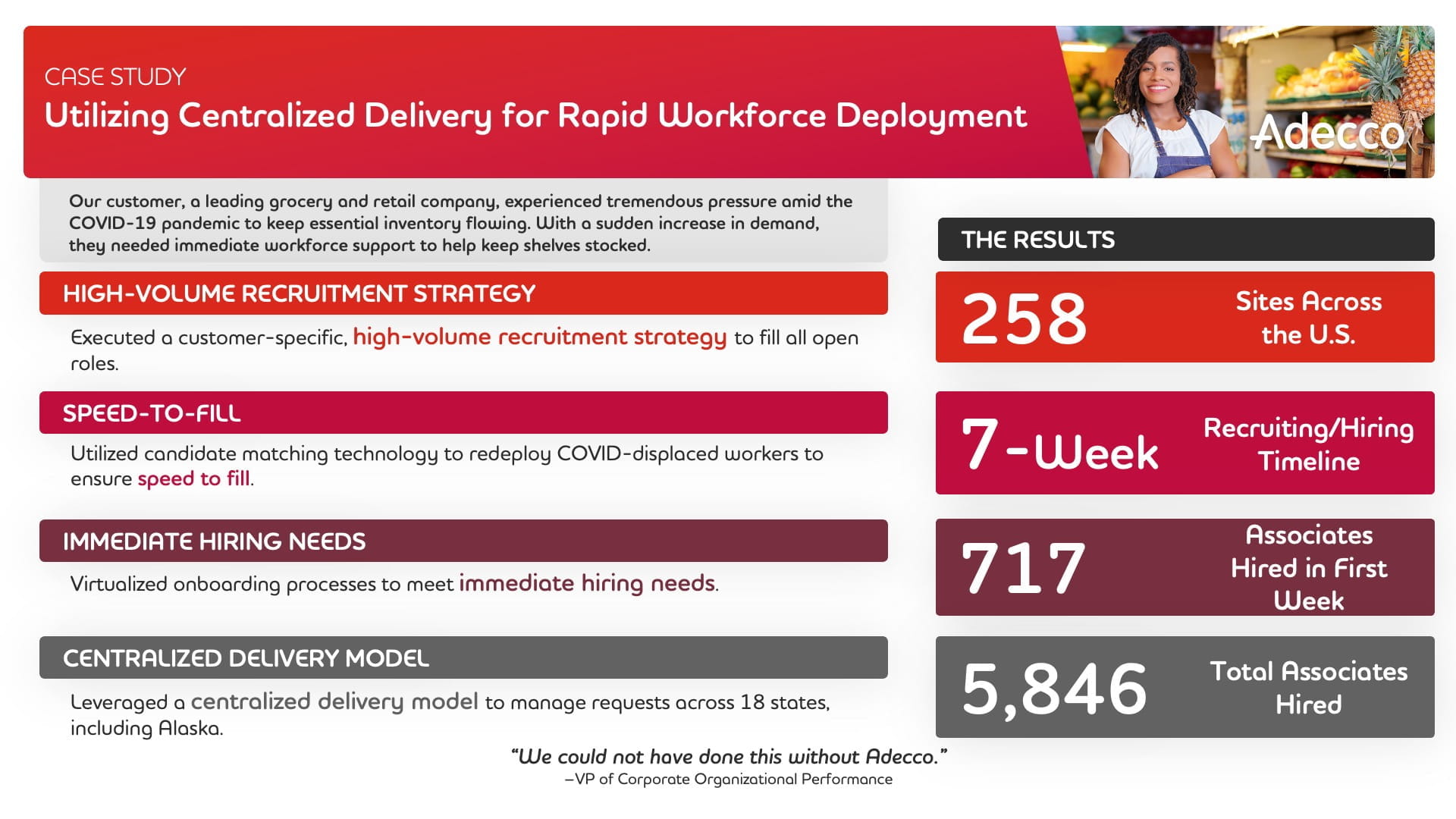 Utilizing centralized delivery for rapid workforce deployment